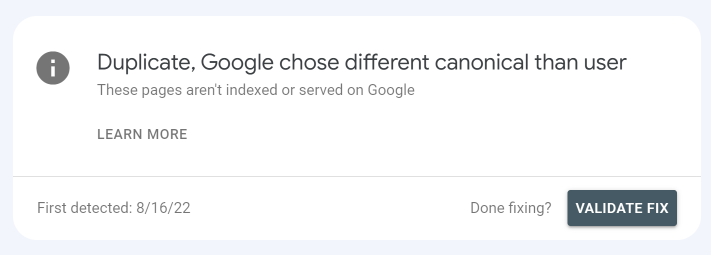 How to Fix “Duplicate, Google Chose Different Canonical than User”? - Digital Success Blog